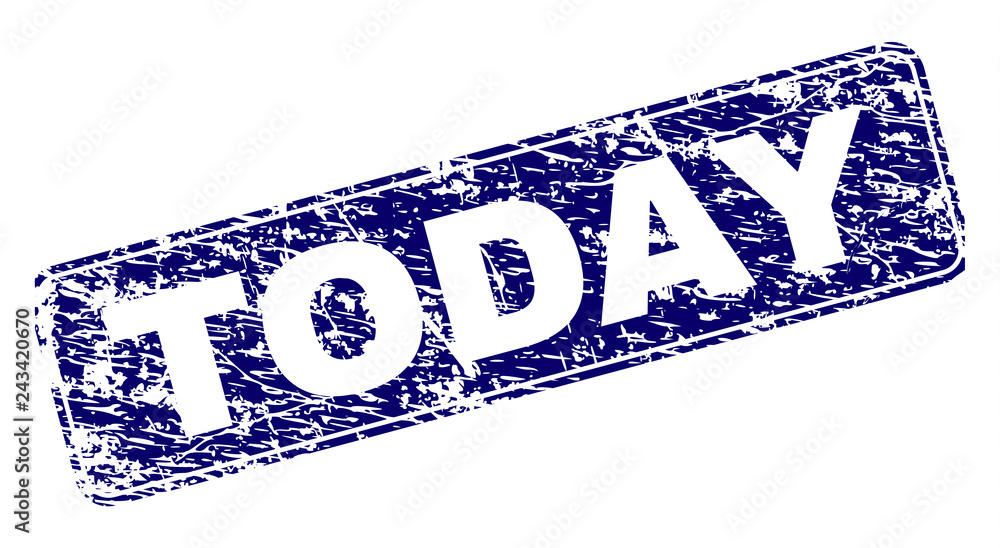TODAY stamp seal print with distress texture. Seal shape is a rounded ...