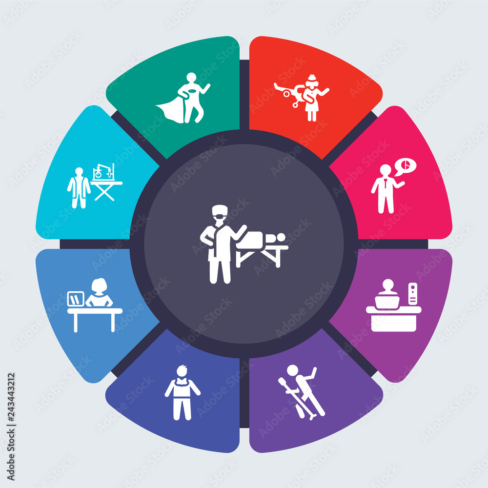 professions vector template for infographics. Business concept with 9 ...