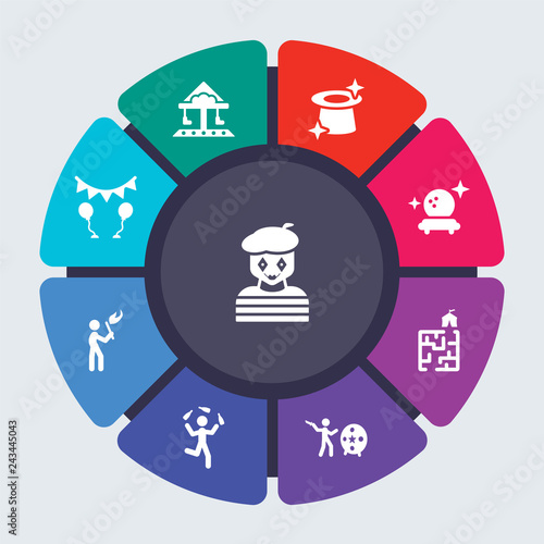 circus vector template for infographics. Business concept with 9 ...