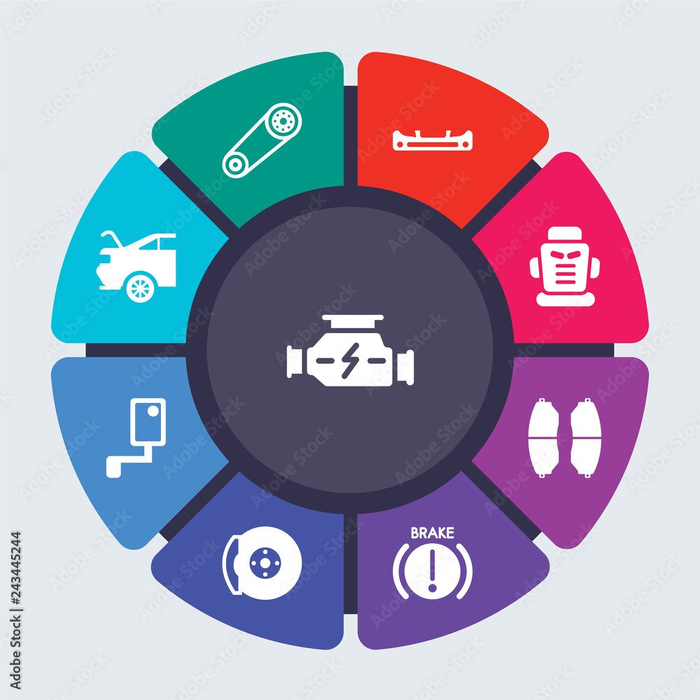 car parts vector template for infographics. Business concept with 9 ...
