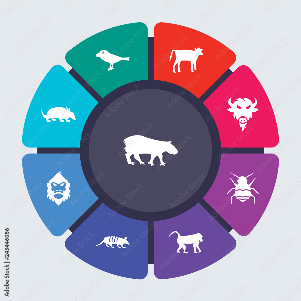animals vector template for infographics. Business concept with 9 ...