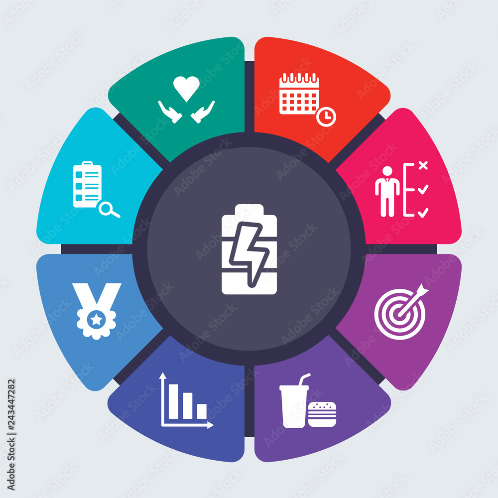 productivity vector template for infographics. Business concept with 9 ...