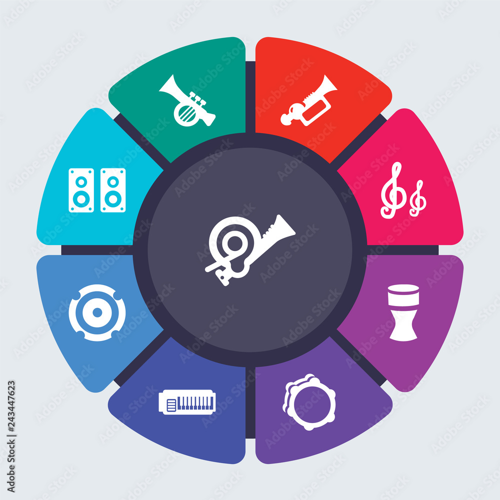 music vector template for infographics. Business concept with 9 options ...