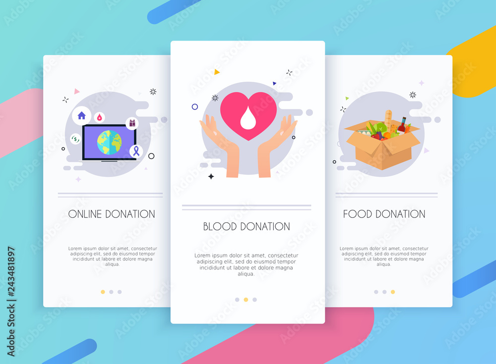 Vetor Onboarding screens user interface kit for mobile app templates ...
