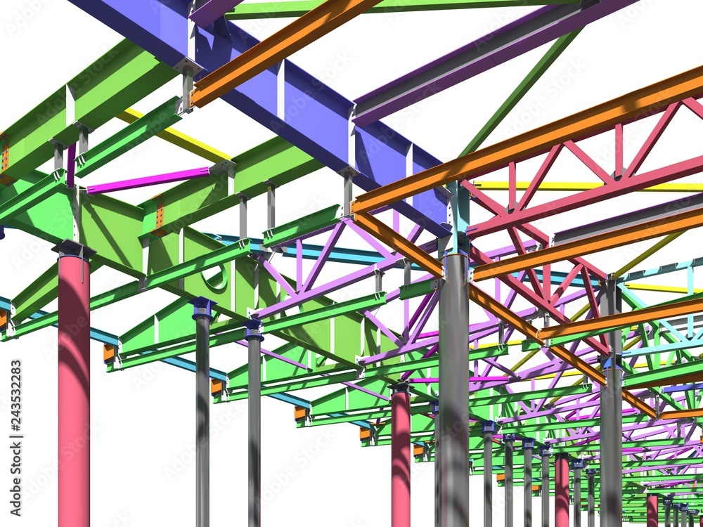 BIM model of metal structure. The building is made of metal structures ...