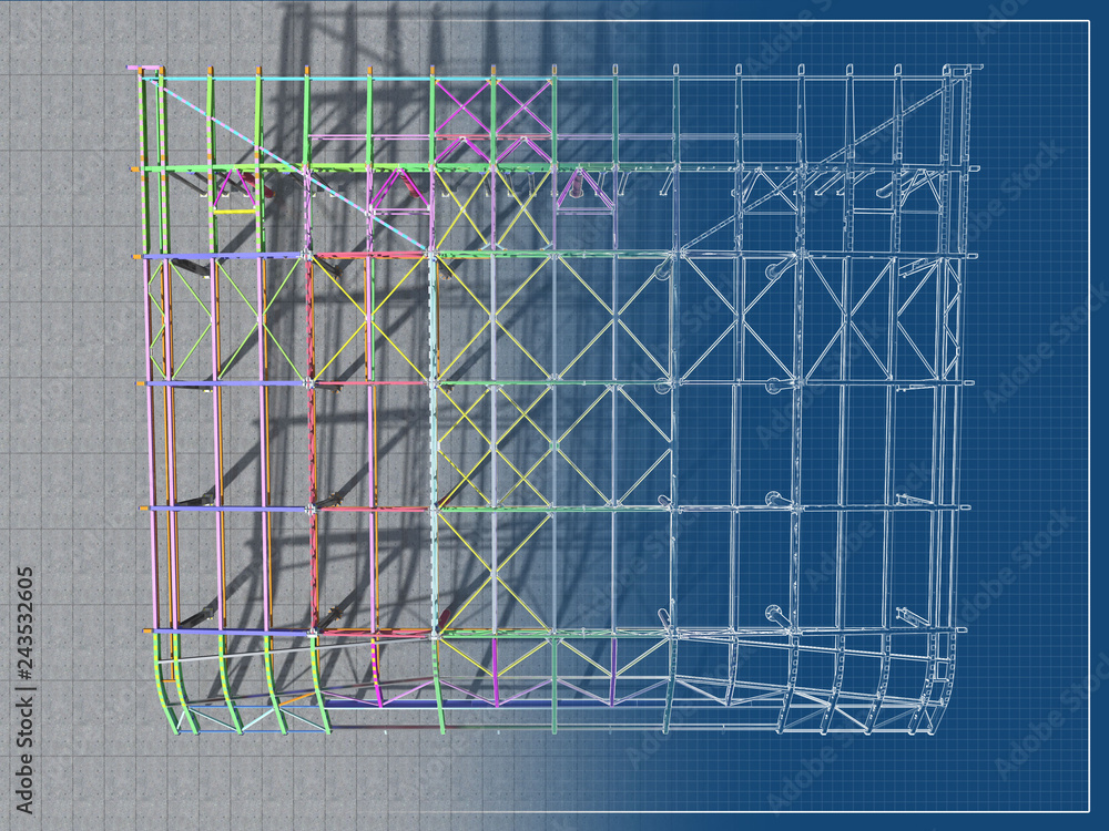 BIM model of metal structure. The building is made of metal structures ...