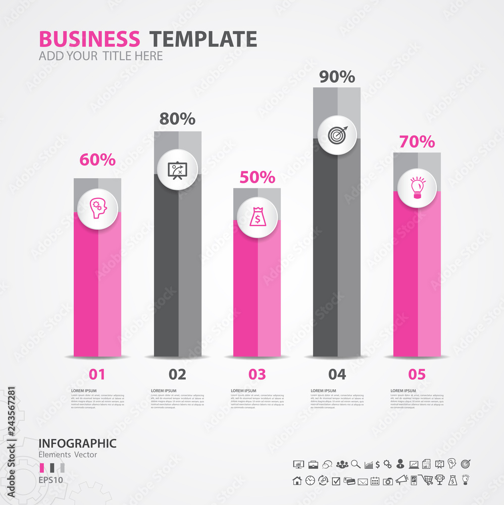 Infographics elements diagram with 5 steps, options, Vector ...