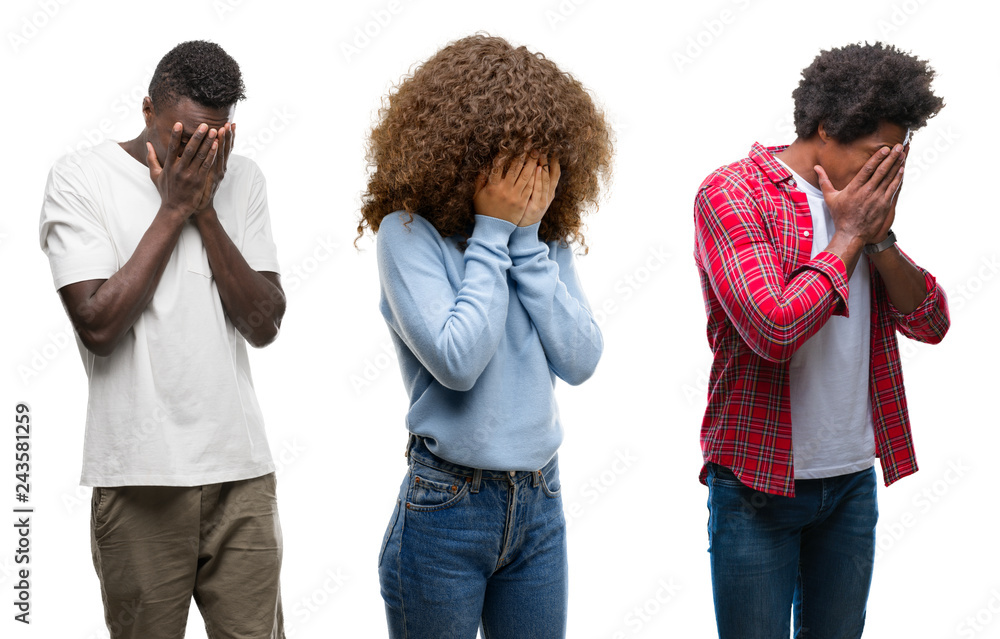 Sad Crying Group People