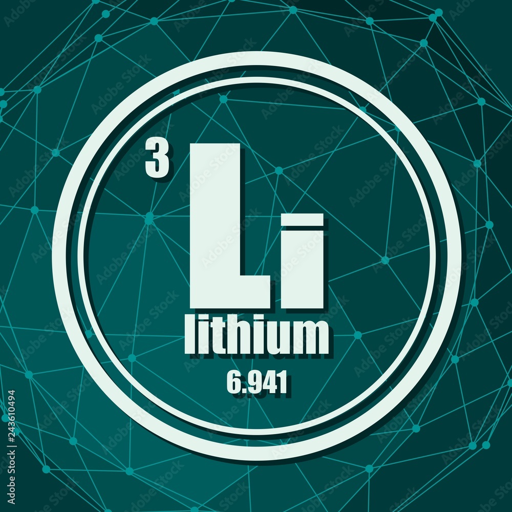Lithium chemical element. Sign with atomic number and atomic weight ...