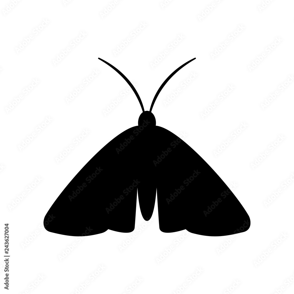 Clothing moth silhouette icon. Clipart image isolated on white ...