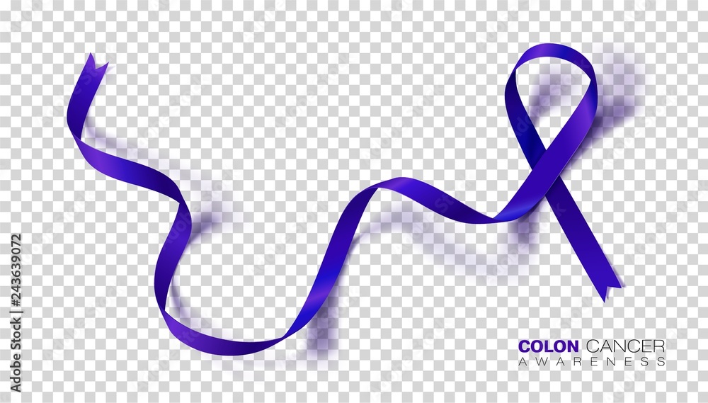 Colon Cancer Awareness Month. Dark Blue Color Ribbon Isolated On ...