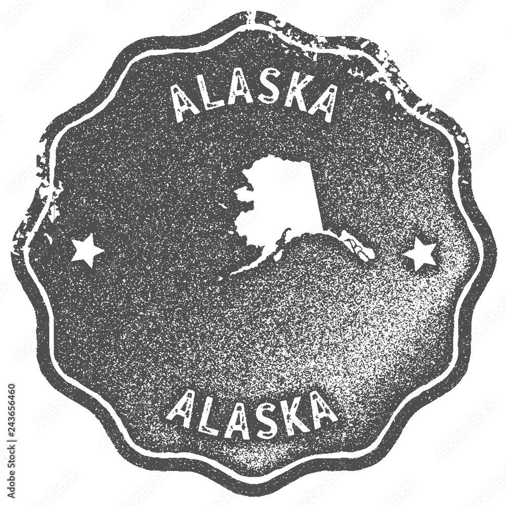 Vector de Stock Alaska map vintage stamp. Retro style handmade label ...