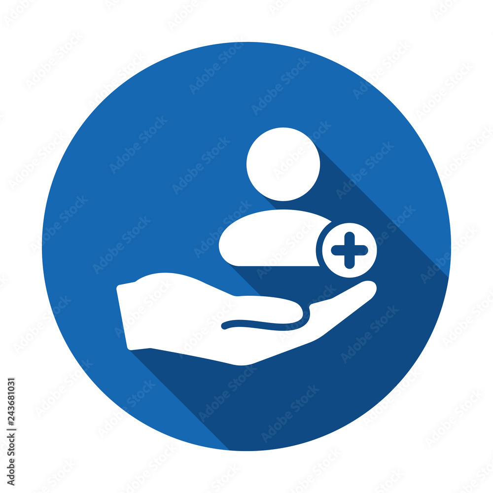 Patient icon. Customer icon with add, additional sign. Patient icon and ...