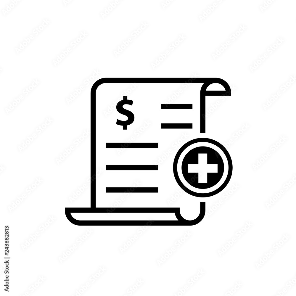 Medical bill outline icon. Clipart image isolated on white background ...