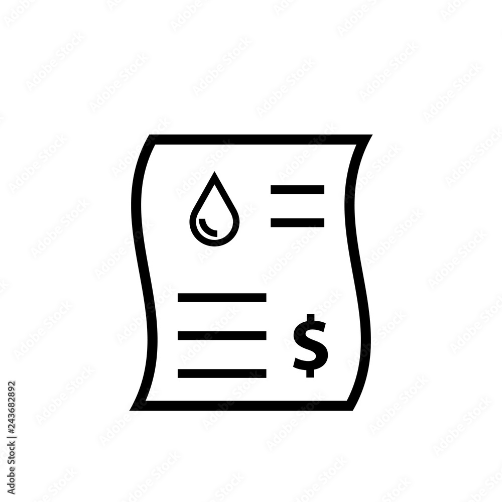 Water utility bill icon. Clipart image isolated on white background ...