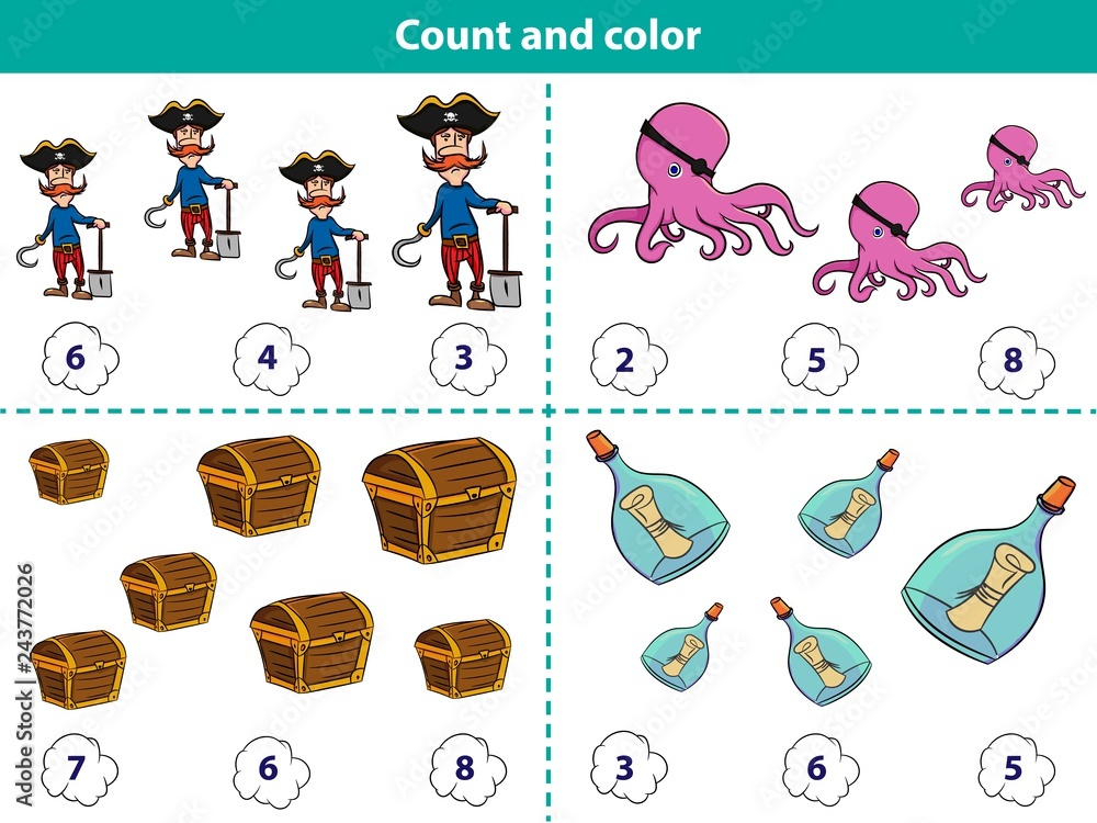 Educational game for preschool children. Count and color the circle ...