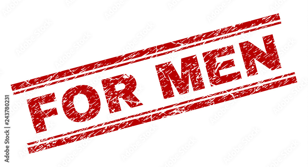 FOR MEN seal watermark with corroded style. Red vector rubber print of ...