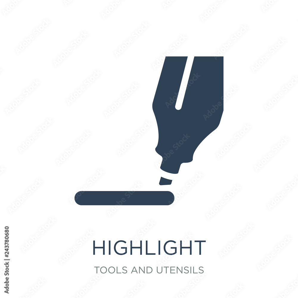 highlight icon vector on white background, highlight trendy filled ...