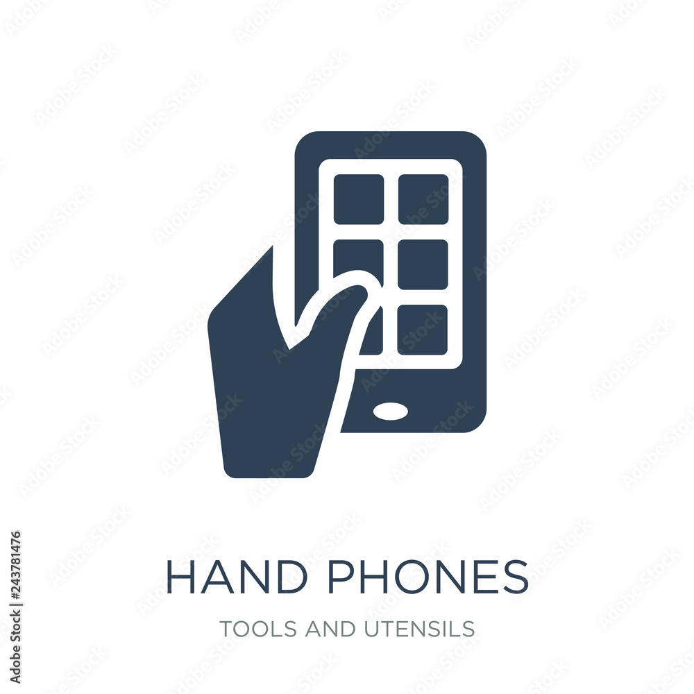 hand phones icon vector on white background, hand phones trendy filled ...