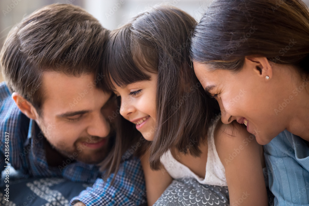 Foto de Stock Affectionate family bonding tenderly touching, loving ...