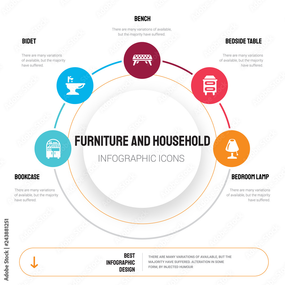 Abstract infographics of furniture and household template. Bookcase ...