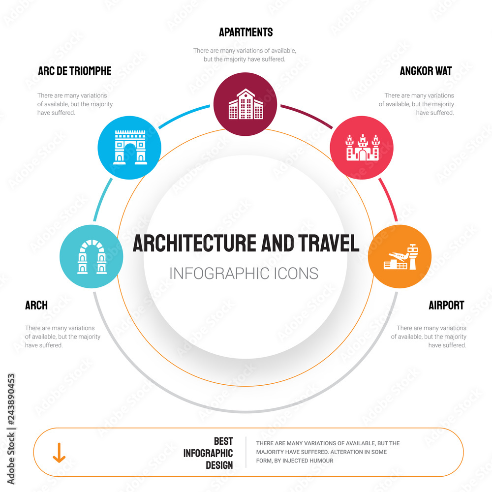 Abstract infographics of architecture and travel template. Arch, Arc de ...