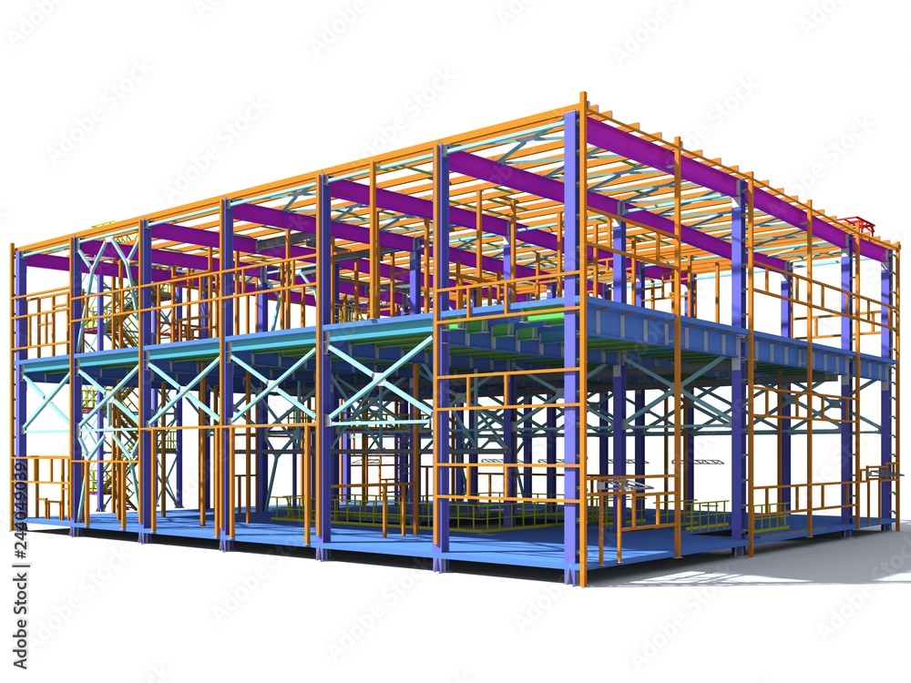 Illustration Stock Building Information Model of metal structure. 3D ...