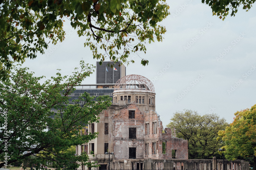film style,Atomic Bomb Dome memorial building in world war 2 Hiroshima ...
