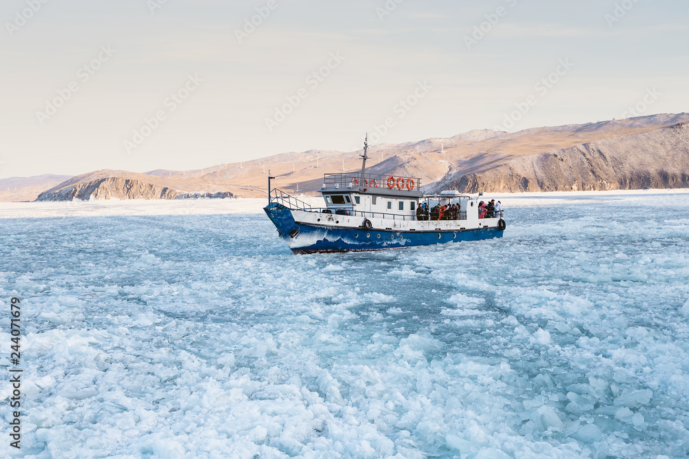 Irkutsk, Russia: January 03, 2019: Russain ice breaker boat for ...
