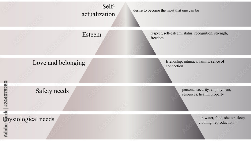 Maslow's hierarchy of needs. Abraham Maslow pyramid of needs vector ...
