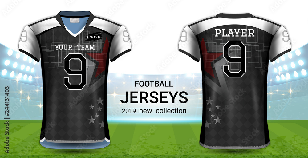 American Football or Soccer Jerseys Uniforms, Realistic Graphic Design ...