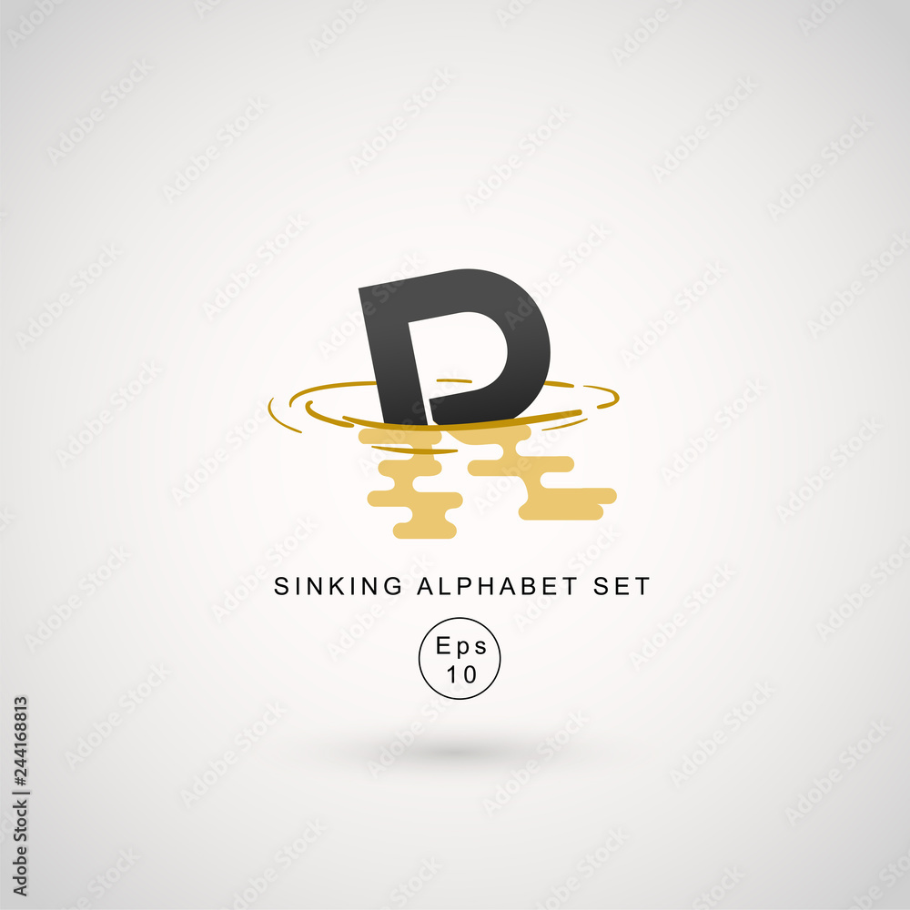 Typography design with water ripple effect isolated on white background ...