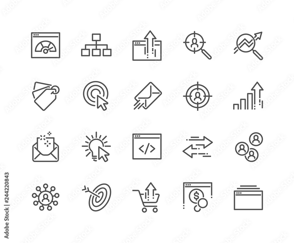 Simple Set of SEO Related Vector Line Icons. Contains such Icons as ...