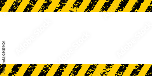 Warning frame yellow black diagonal stripes, vector grunge texture warn ...