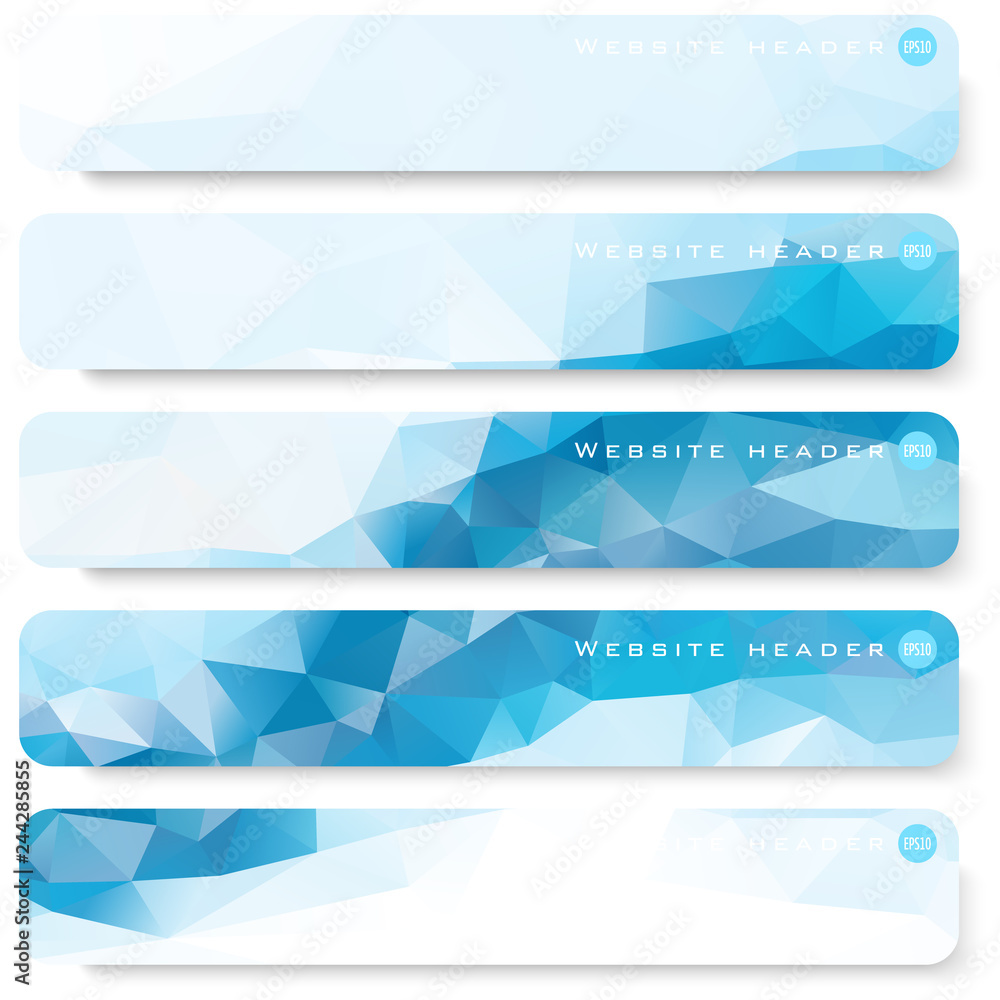 Vector design template set of banner, header for website with triangle ...