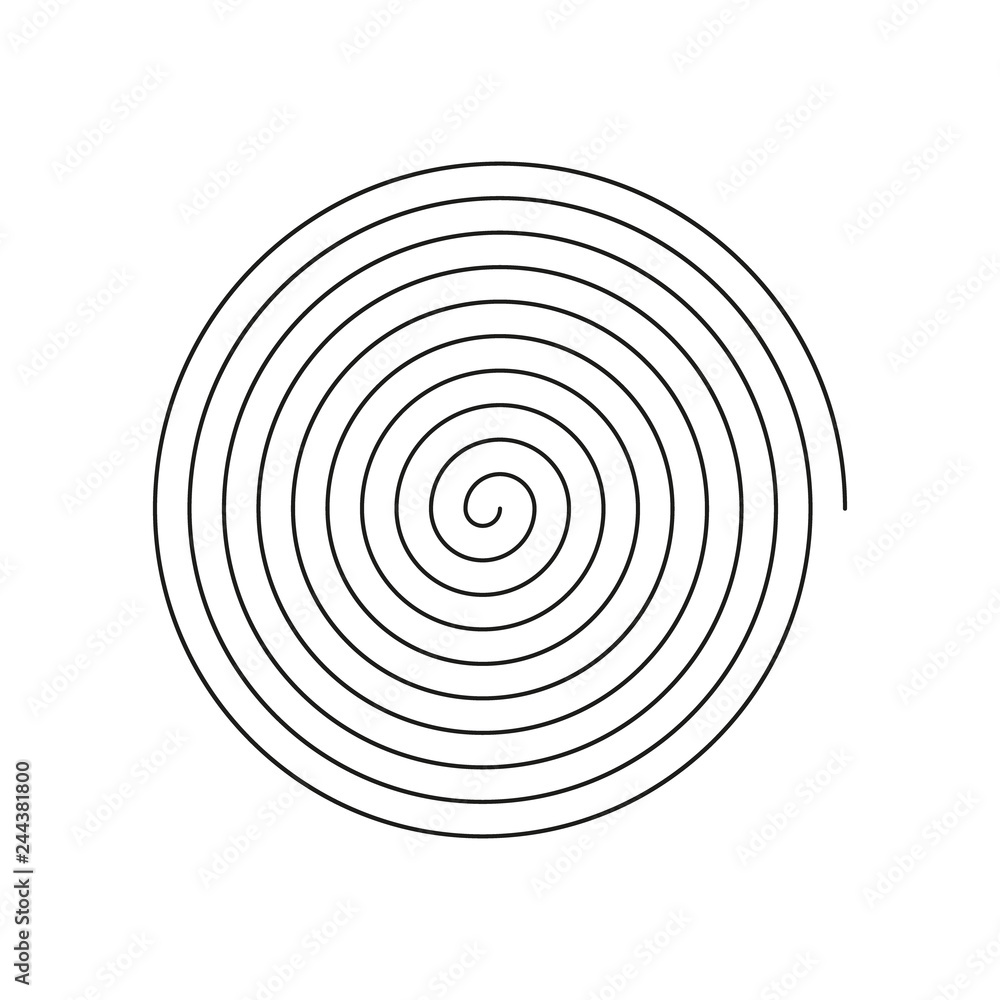 vector simple line art linear spiral icon - black and white Stock ...