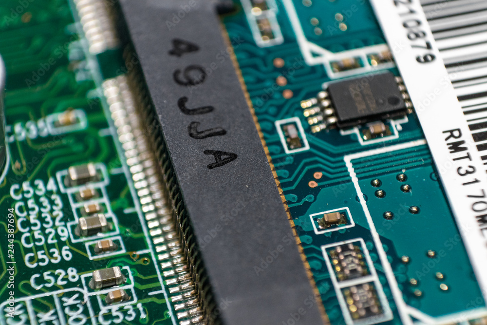 Computer Circuit Board/Motherboard. Resistors with CPU and heat sinks ...