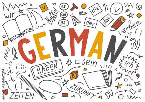 German language hand drawn doodles and lettering. Stock Vector | Adobe ...