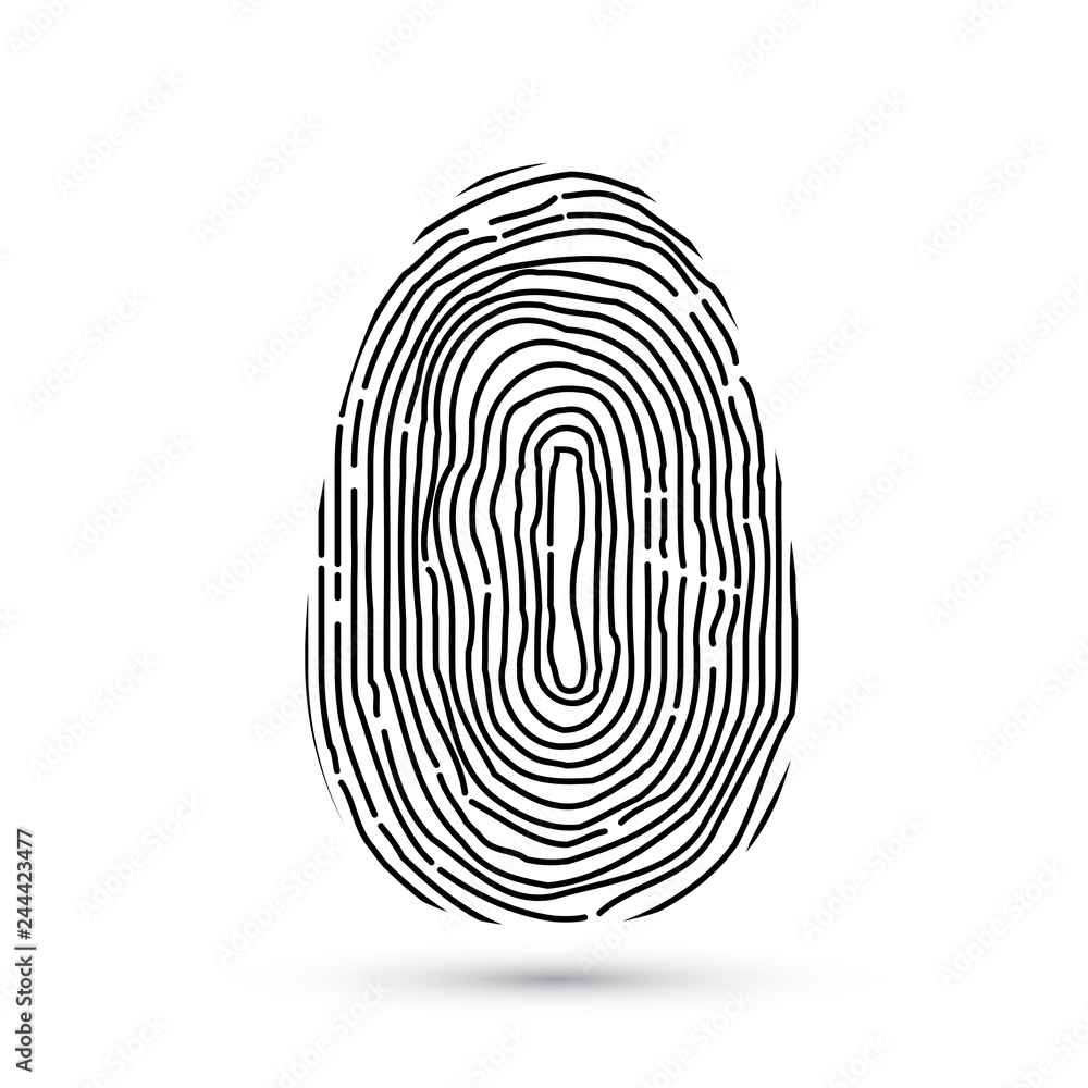 Fingerprint vector icon isolated on write with shadow. Security access authorization system ...