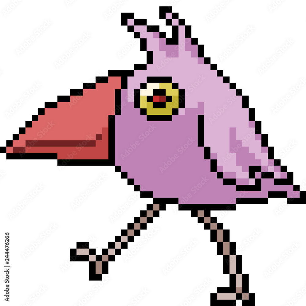 vector pixel art bird walk Stock Vector | Adobe Stock