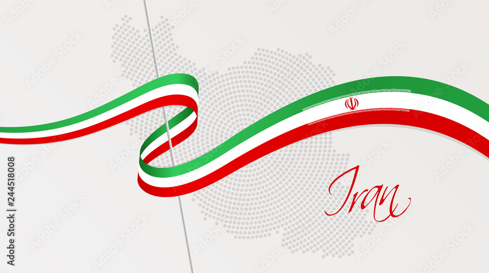 Wavy national flag and radial dotted halftone map of Iran Stock Vector ...