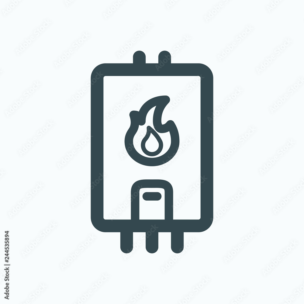 Gas boiler icon, condensing system gas boiler for central house heating ...