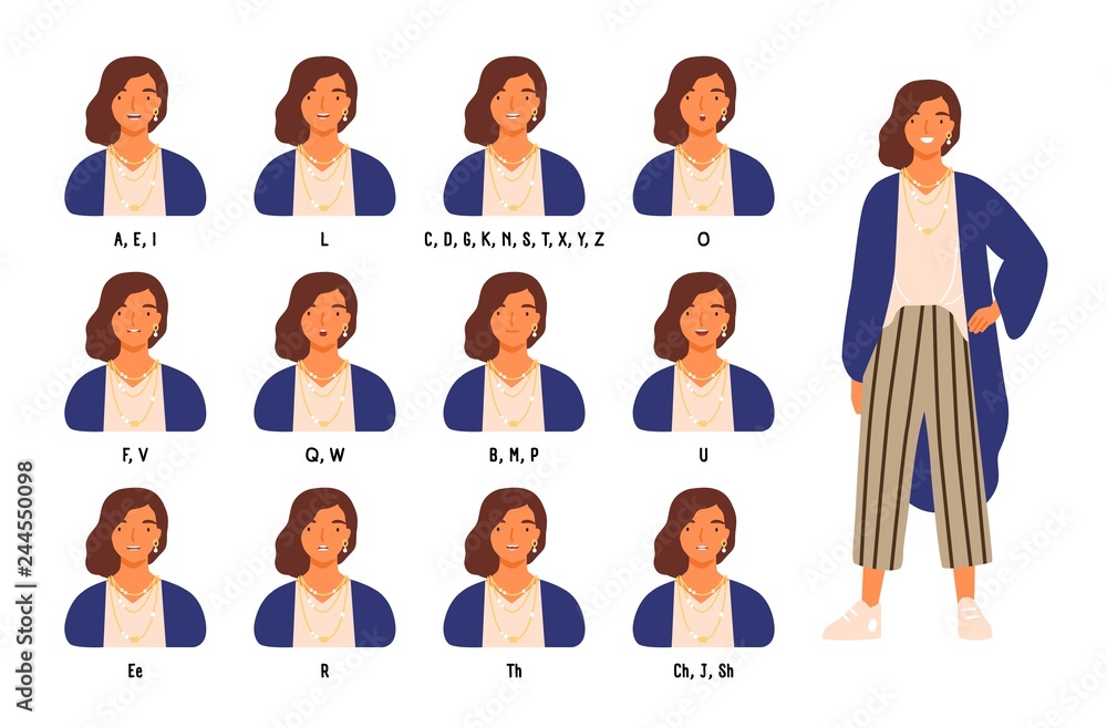 Bundle of cute female character s lips or mouth positions for different ...