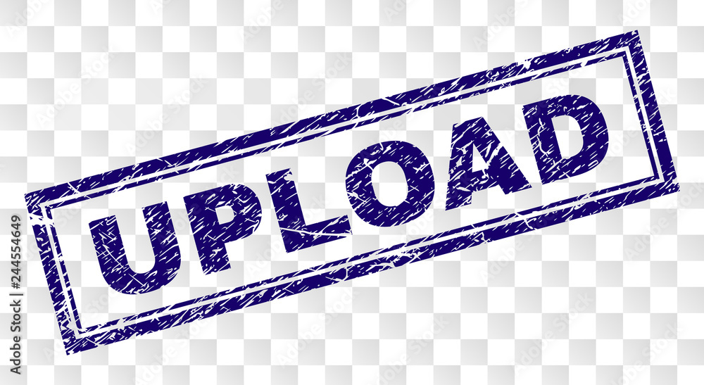 UPLOAD stamp seal watermark with rubber print style and double framed ...