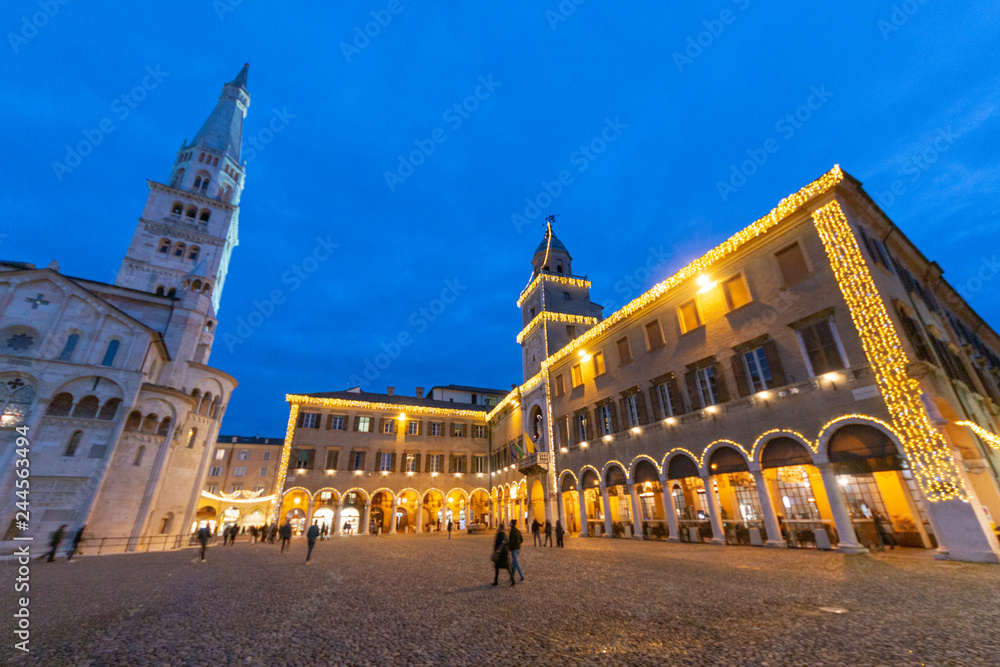 modena piazza Grande, with its cathedral and city's civic tower, has ...