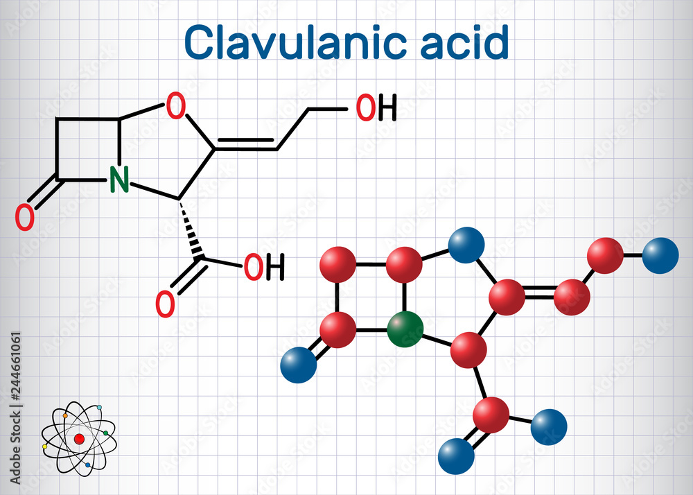 Vector de Stock Clavulanic acid β-lactam drug molecule. Structural ...