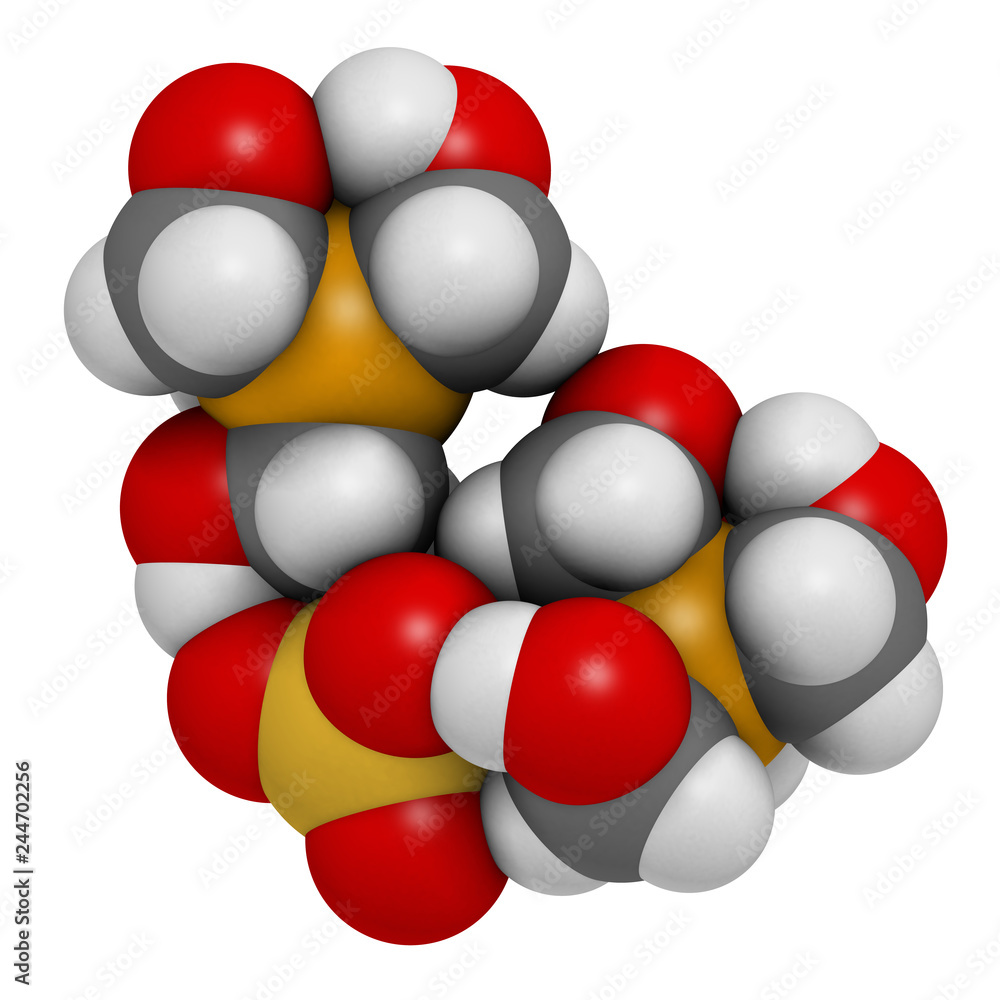 tetrakis(hydroxymethyl)phosphonium sulfate (THPS) biocide molecule. 3D ...