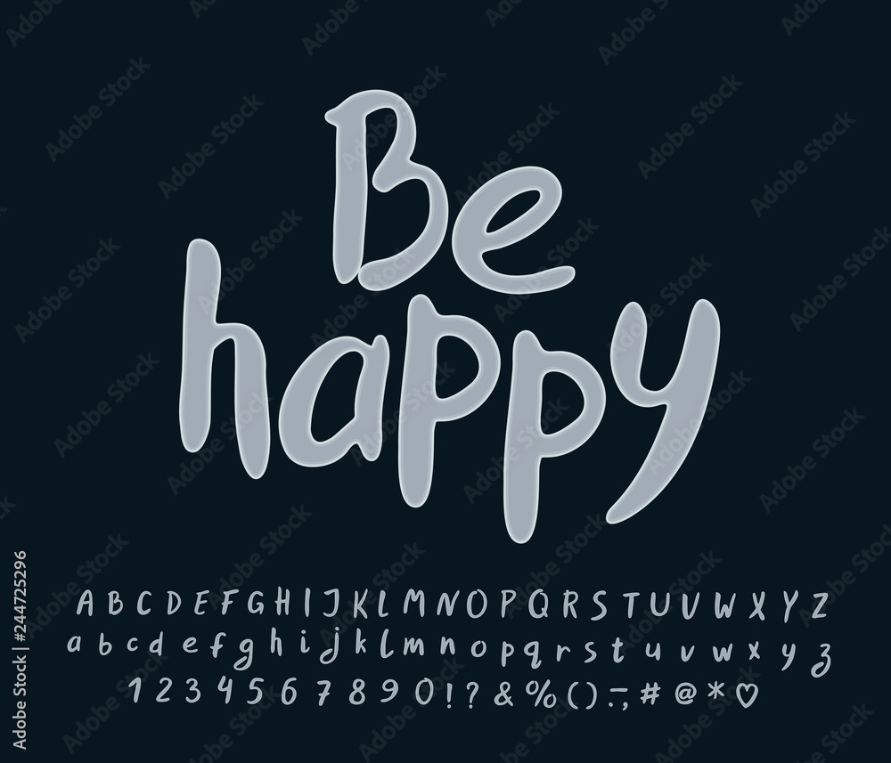 Modern hand written Alphabet with grayscale color. Vector letters ...
