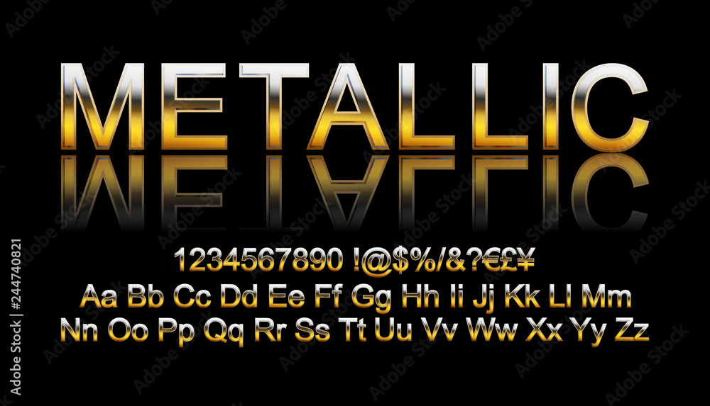 Metallic gold font. Stock Vector | Adobe Stock
