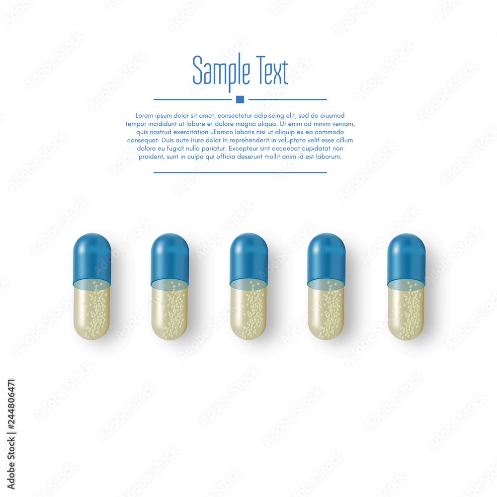 Realistic 3d pills. Pharmacy, antibiotic, vitamins, tablet, capsule ...